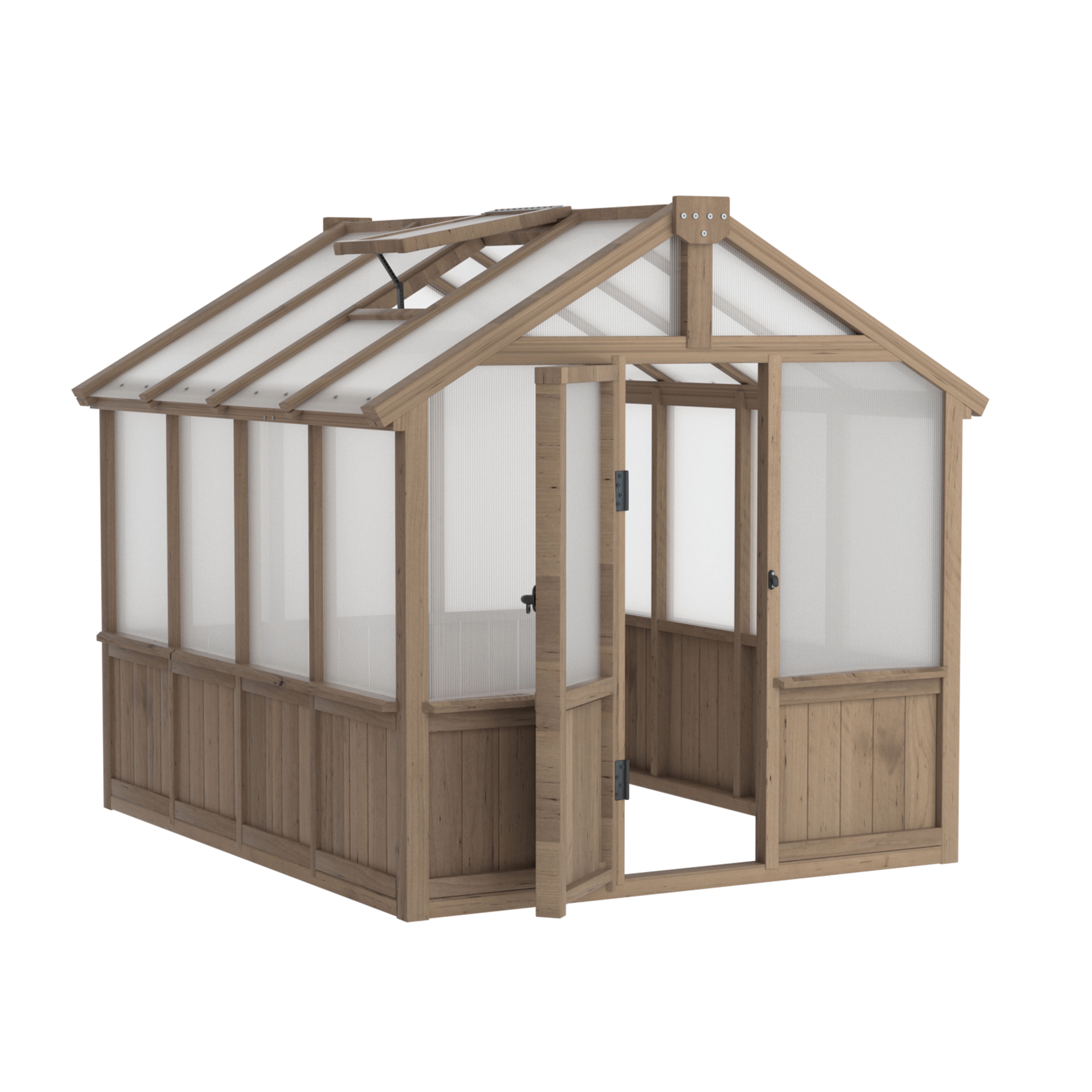 VEIKOUS 8 x 6ft Outdoor Wood Greenhouse, Walk-in Greenhouse w ...