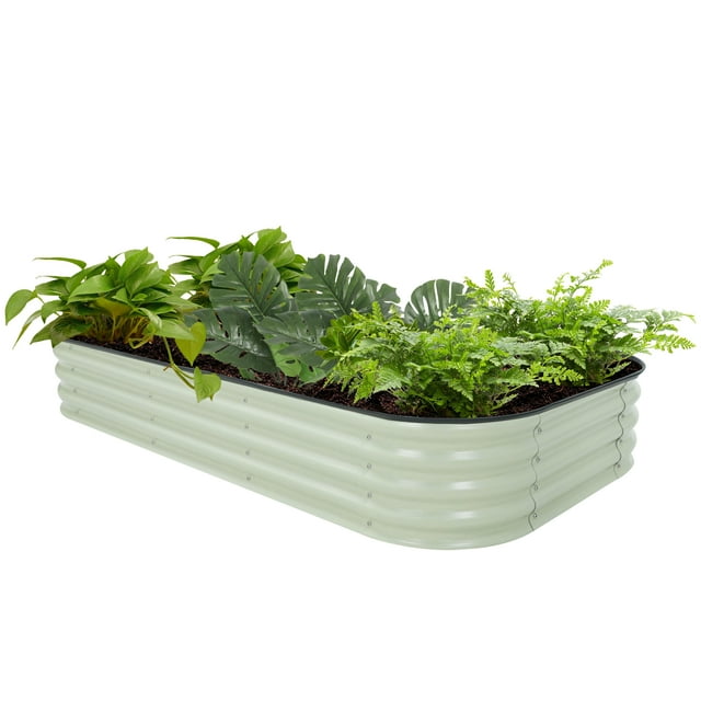 VEIKOUS Raised Metal Garden Bed, Outdoor 8x2x1 ft 9-in-1 Modular ...