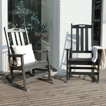 Outdoor Rocking Chairs Set of 2,All Weather Resistant Poly Lumber ...