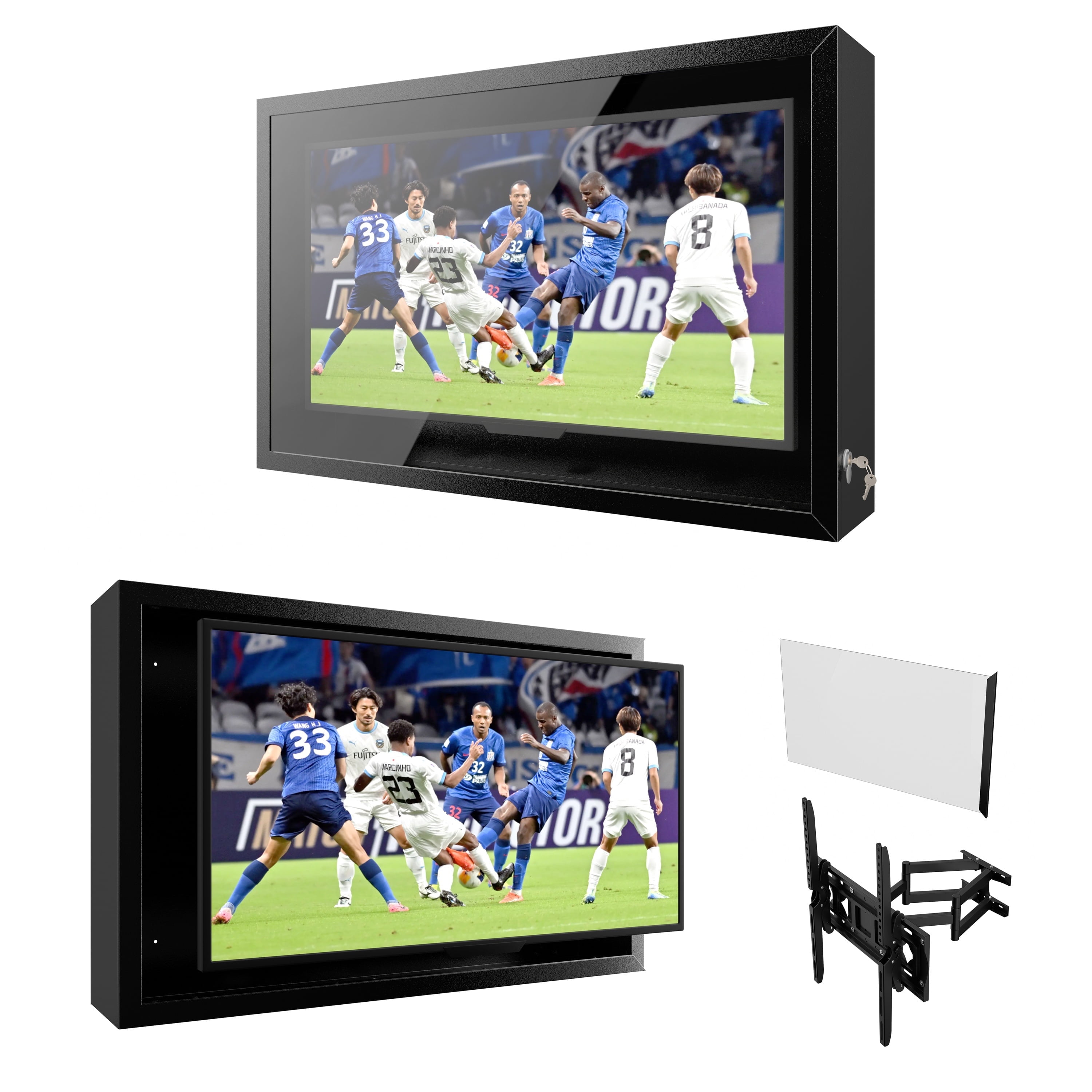 VEIKOUS Outdoor TV Enclosure W/ Anti-Theft Lock, Full-Motion Metal ...