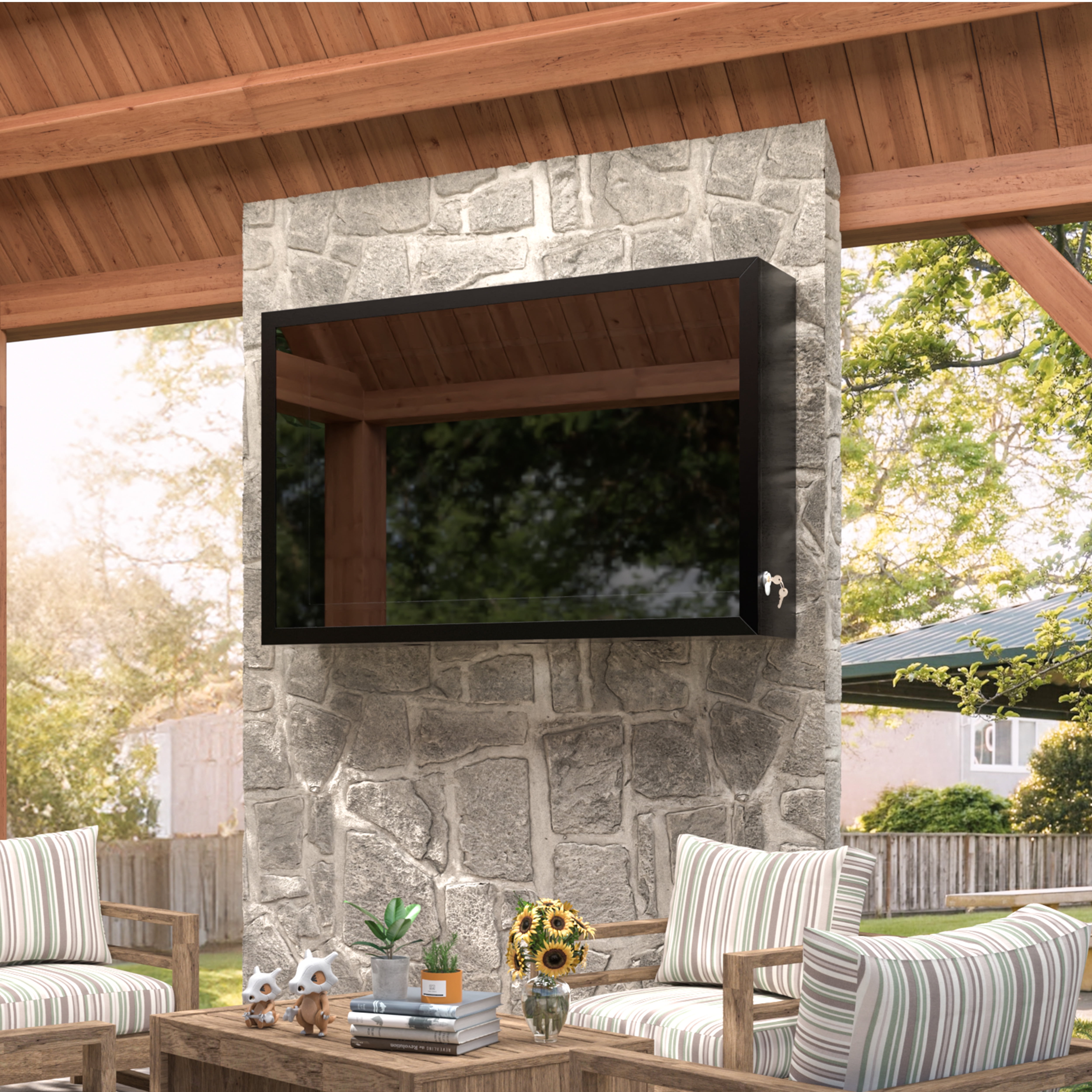 VEIKOUS Outdoor TV Enclosure W/ Anti-Theft Lock, Full-Motion Metal ...