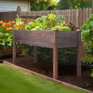 Maple99 Wooden Raised Garden Bed - Elevated Outdoor Flower Planter Box ...