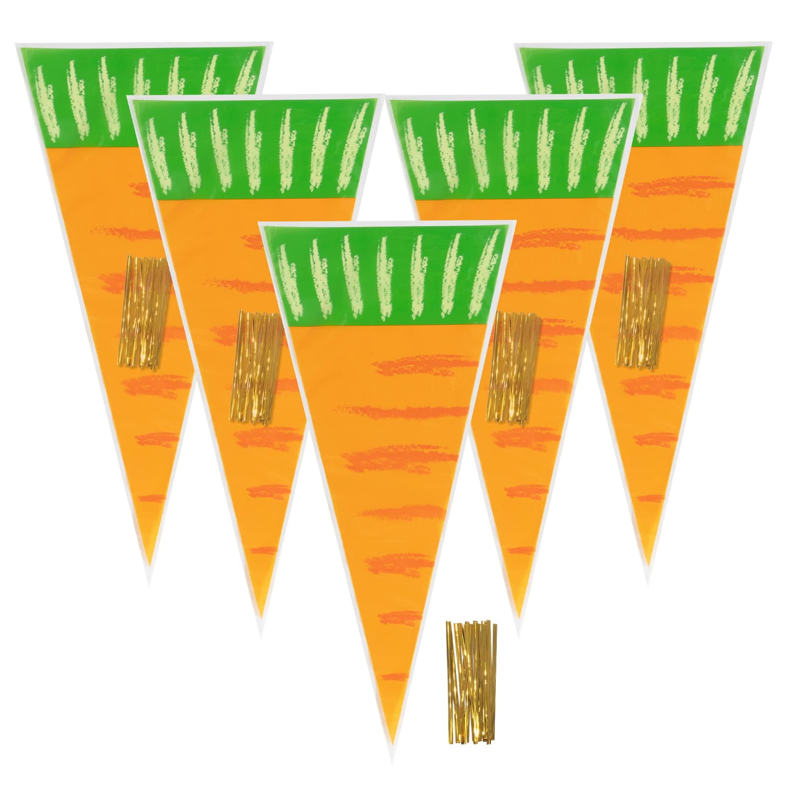 VEIREN 100 Pieces Cone Candy Bags Creative Carrot Shape Treat Bag with ...