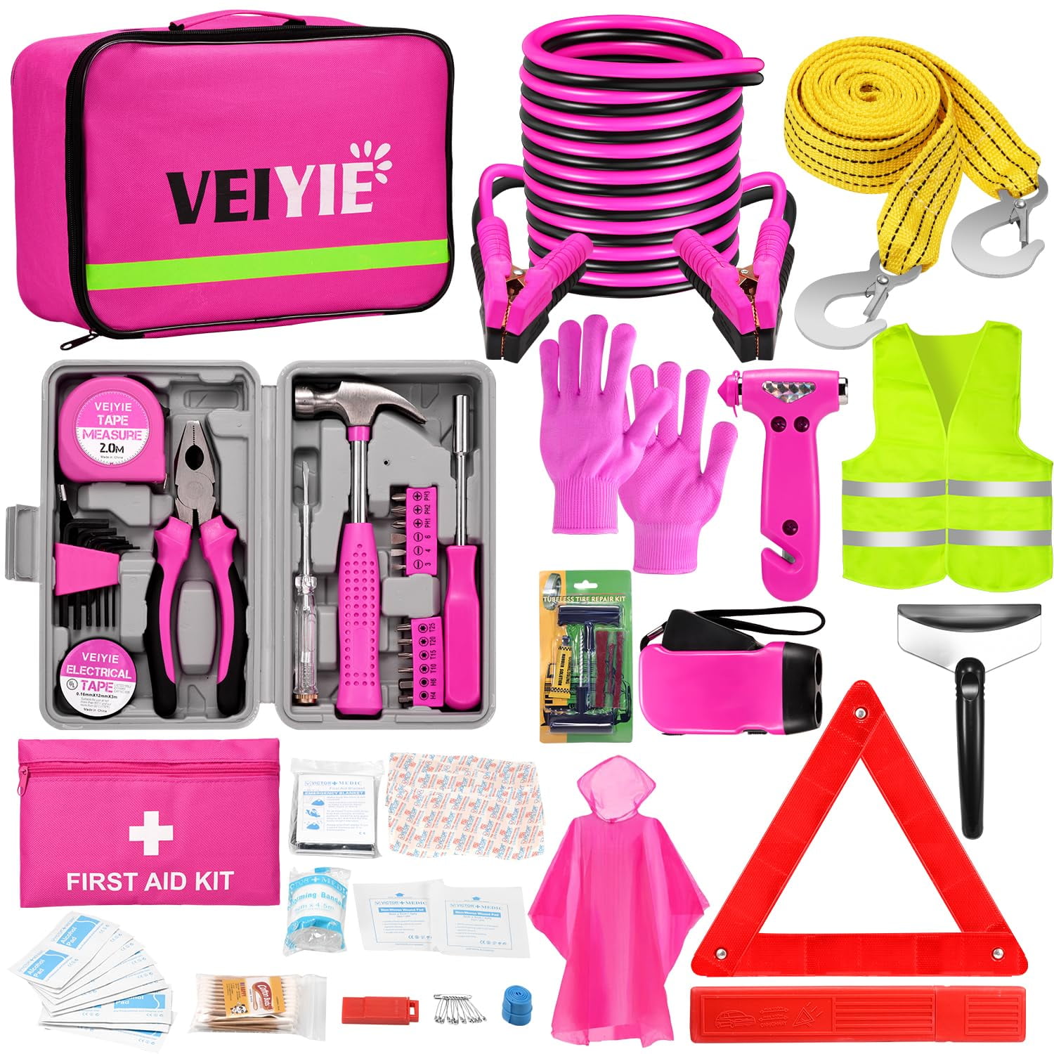 VEIYIE Roadside Emergency IFF17 Kit for Vehicles, First Aid Kit ...