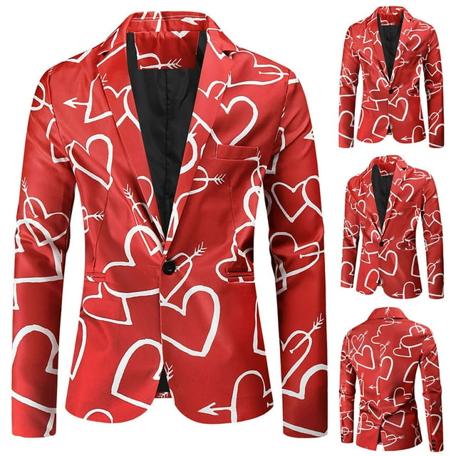 VEKDONE 2024 Clearance Valentine's Day Blazer for Mens, Love Heart ...
