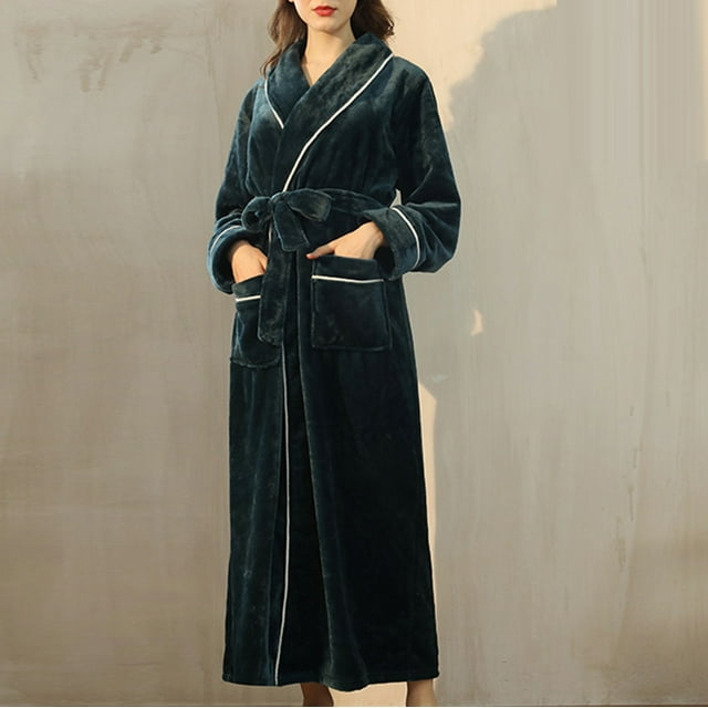 VEKDONE 2024 Clearance Women's Long Robe Plus Size Fuzzy Fleece Housecoat Maxi Full Length Plush ...