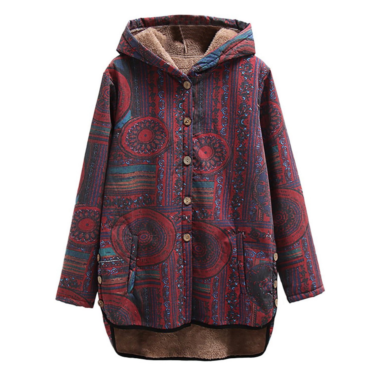 VEKDONE 2025 Clearance Womens Vintage Jackets Parka Plaid Block ...