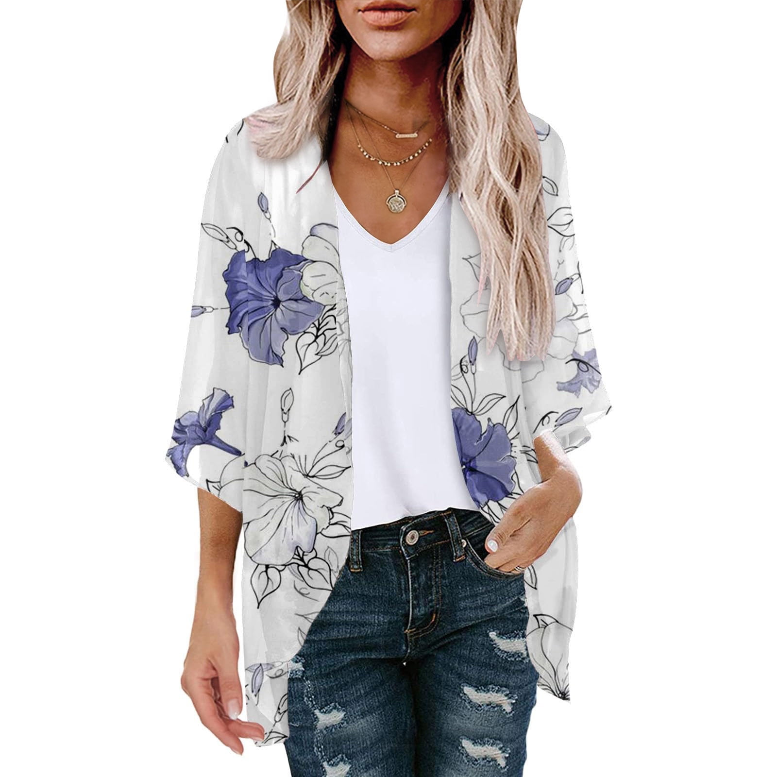 VEKDONE 2025 Prime Day Deals Women's Tropical Leaf Print Kimono ...
