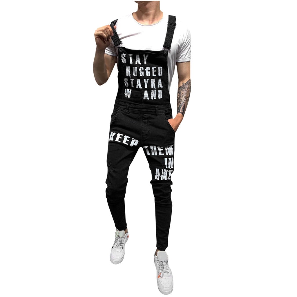 VEKDONE 2025 Summer Mens One-Piece Jeans Jumpsuits Street Jumpsuit ...