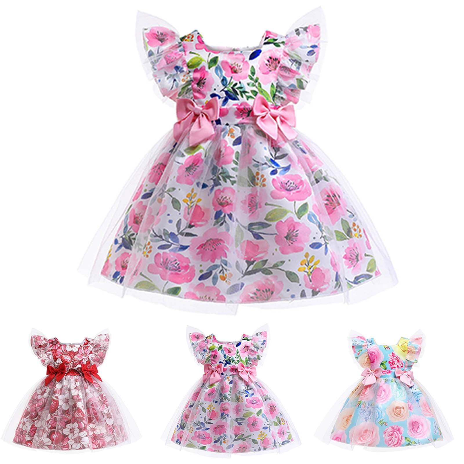 VEKDONE Clearance Baby Girl Tulle Dresses Little Girls Ruffle Sleeve ...