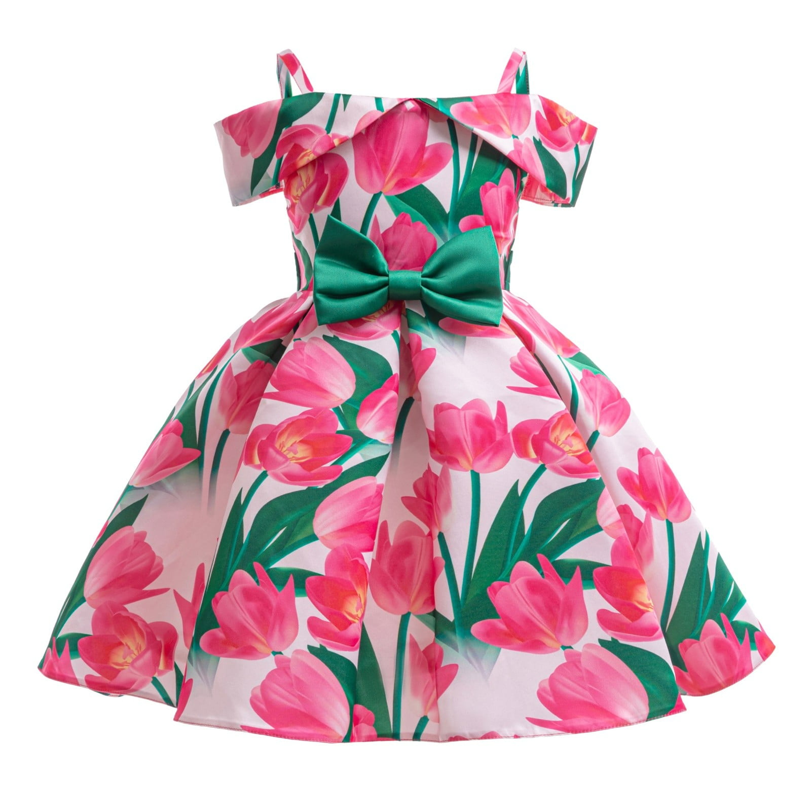 VEKDONE Clearance Boho Flower Girl Dress Toddler Cold Shoulder Pleated ...