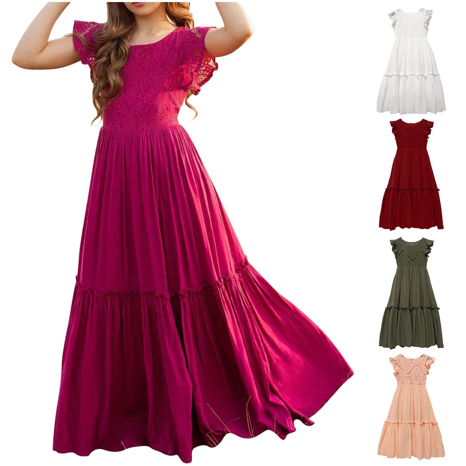 VEKDONE Clearance Flower Girl Mesh Dress Toddler Fly Sleeve Tulle ...