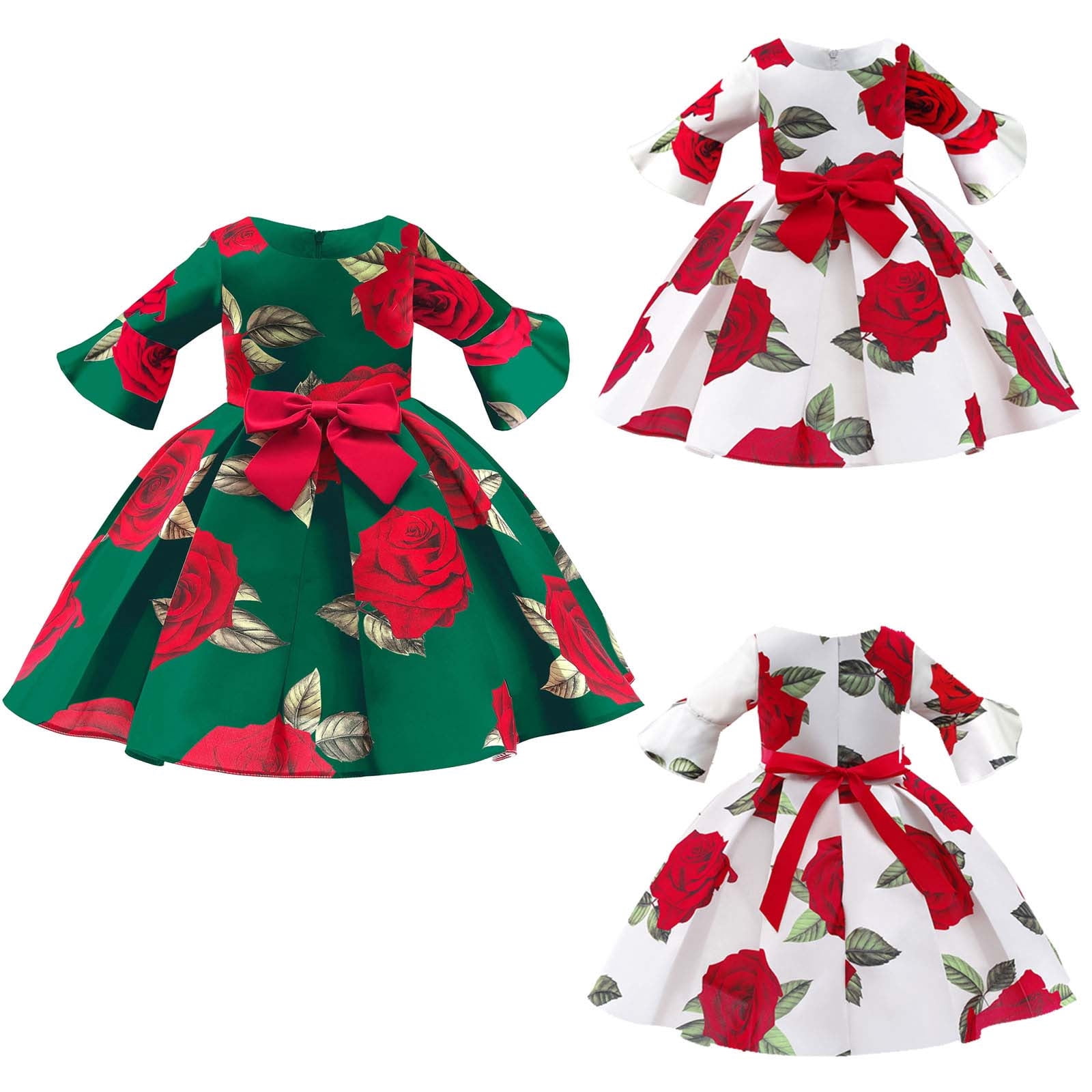 VEKDONE Clearance Little Girl Ruffle Bell Sleeve Dresses Birthday Party ...
