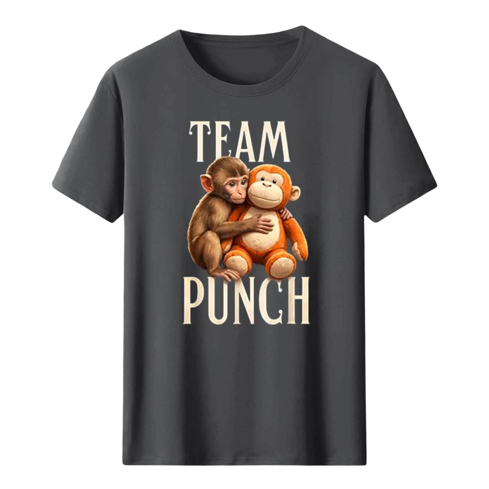 VEKDONE Cute Baby Monkey Named Punch Graphic Tees Plush Hugging Short ...