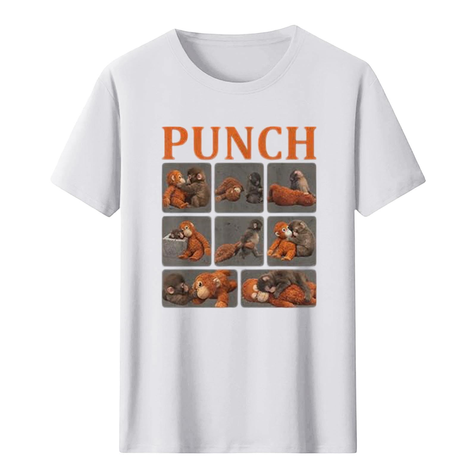 VEKDONE Cute Baby Monkey Named Punch Graphic Tees Plush Hugging Short ...