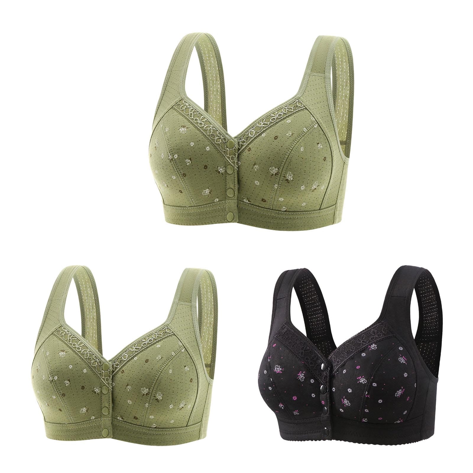 VEKDONE Daisy Bra for Seniors Comfortable Front Buckles Everyday Bras 3 ...