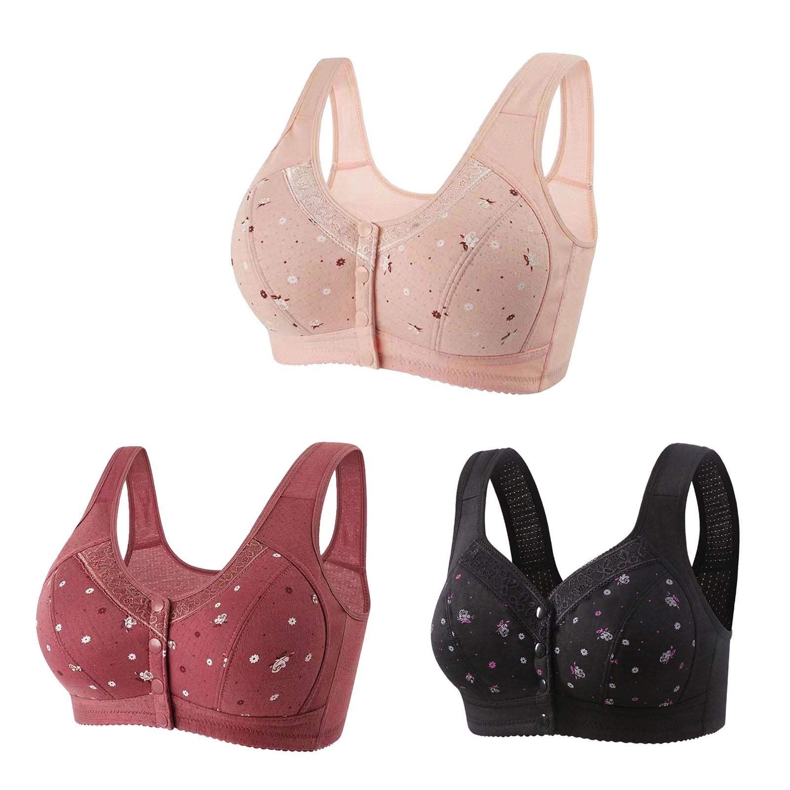 VEKDONE Daisy Bras for Older Women, No Underwire Buckle Corset Bra 3 ...