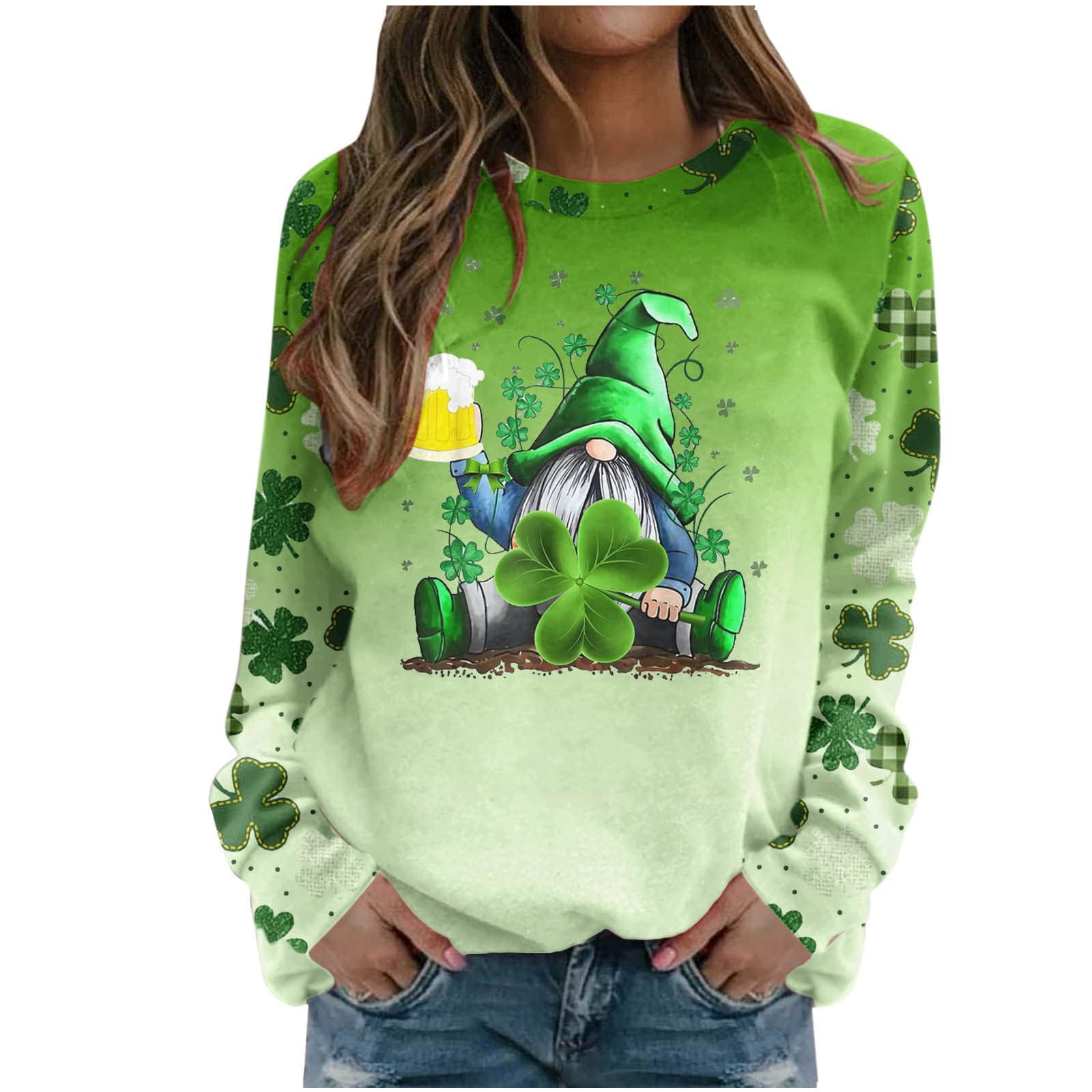 VEKDONE Funny Dwarf Clover Graphic Sweatshirts for Women 2024 Clearance ...
