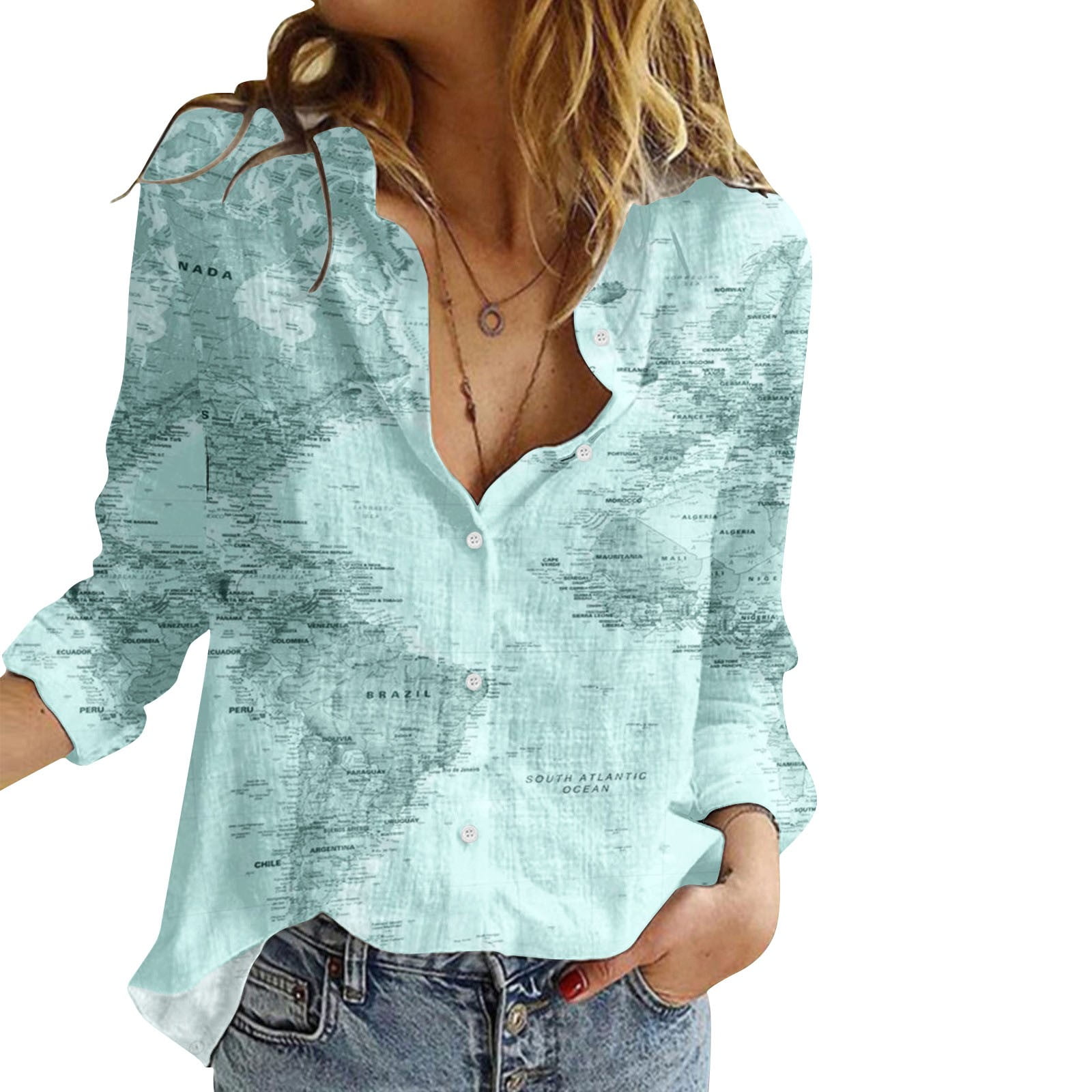 VEKDONE Long Sleeve Linen Shirts for Women Summer Loose Fit Button ...