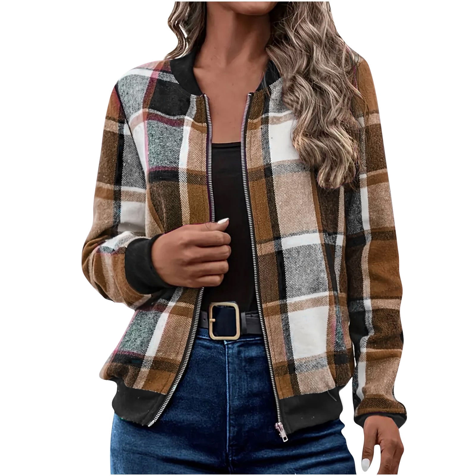VEKDONE Shackets for Women Flannel Plaid Shirt Jackets Full Zip Up Soft ...