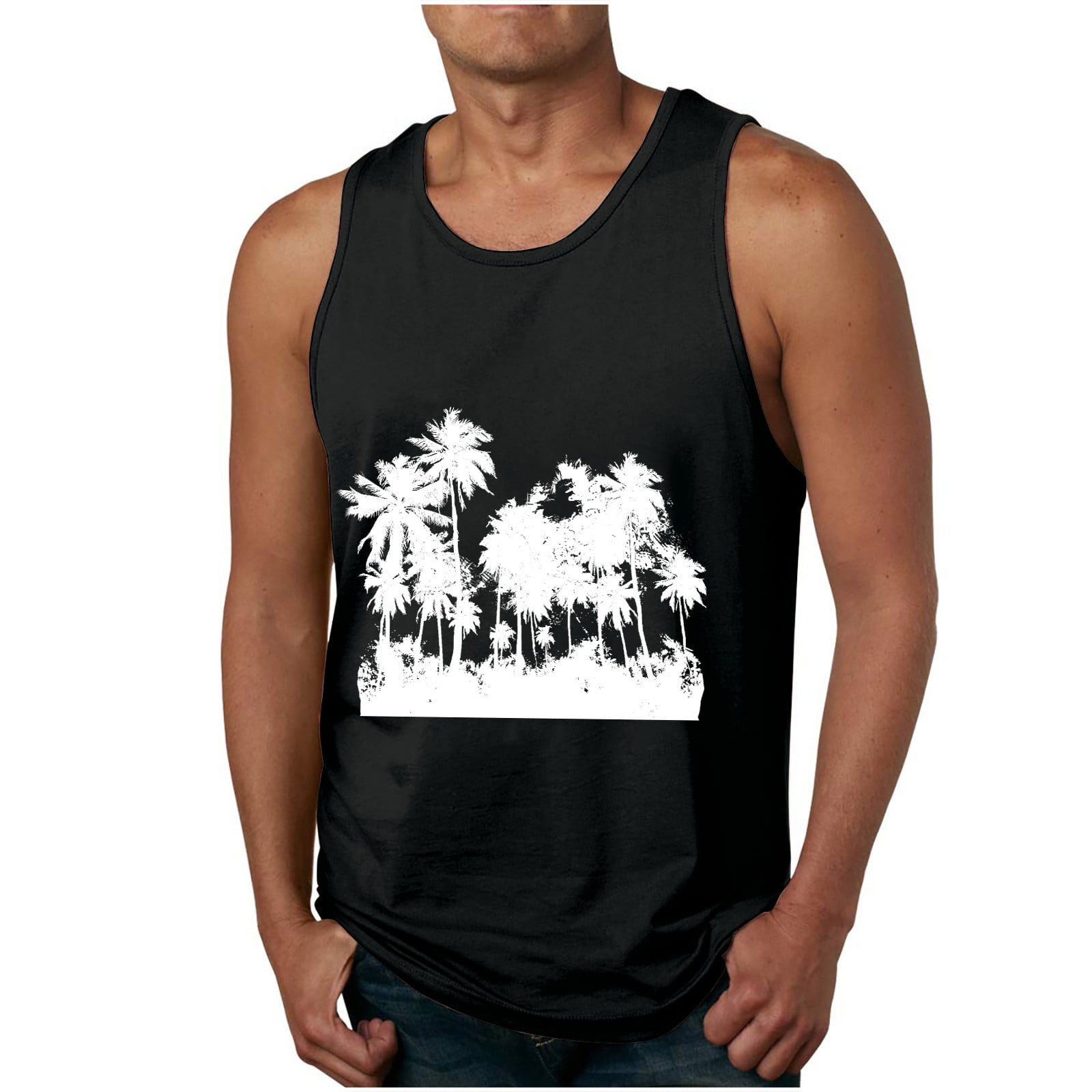 VEKDONE Tropical Beach Tank Tops for Men Summer Sleeveless Workout ...