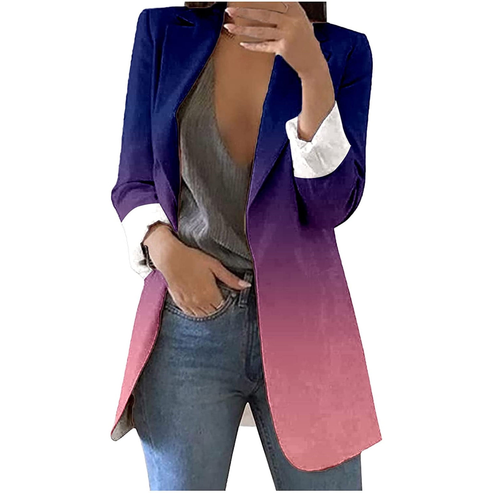 VEKDONE Women Fall Blazer Snakeskin Printed Long Sleeve Blazer Jacket ...