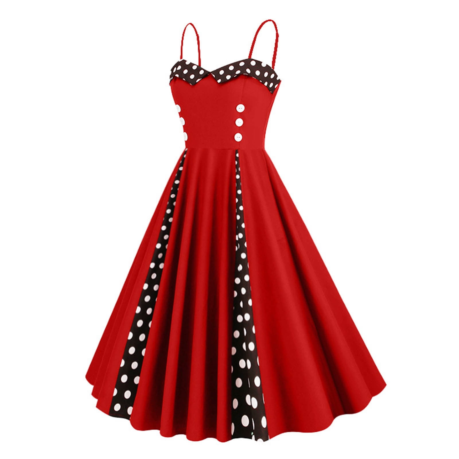VEKDONE Women Vintage 1950s Dresses Sleeveless Swiss Dots Cocktail ...