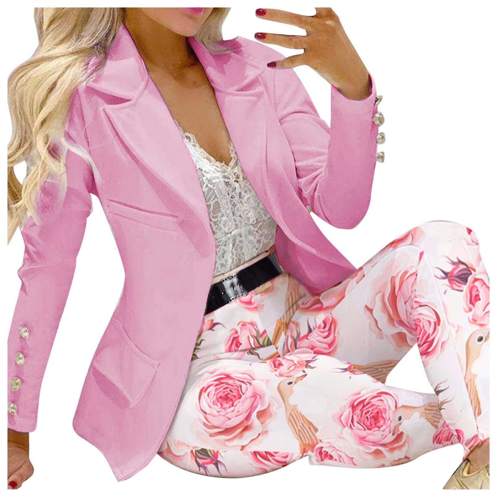 VEKDONE Women's Teen Fall Oversized Crew Neck Jacket, E Pink, Size XL ...