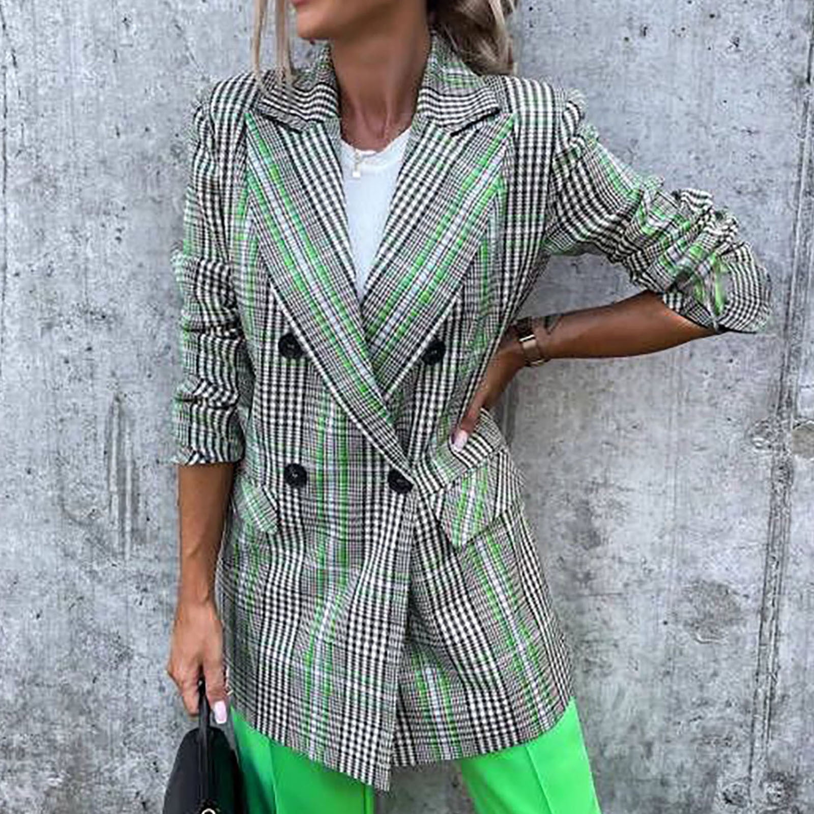 VEKDONE Women's Tweed Blazers Long Blazer Open Front Long Sleeve ...