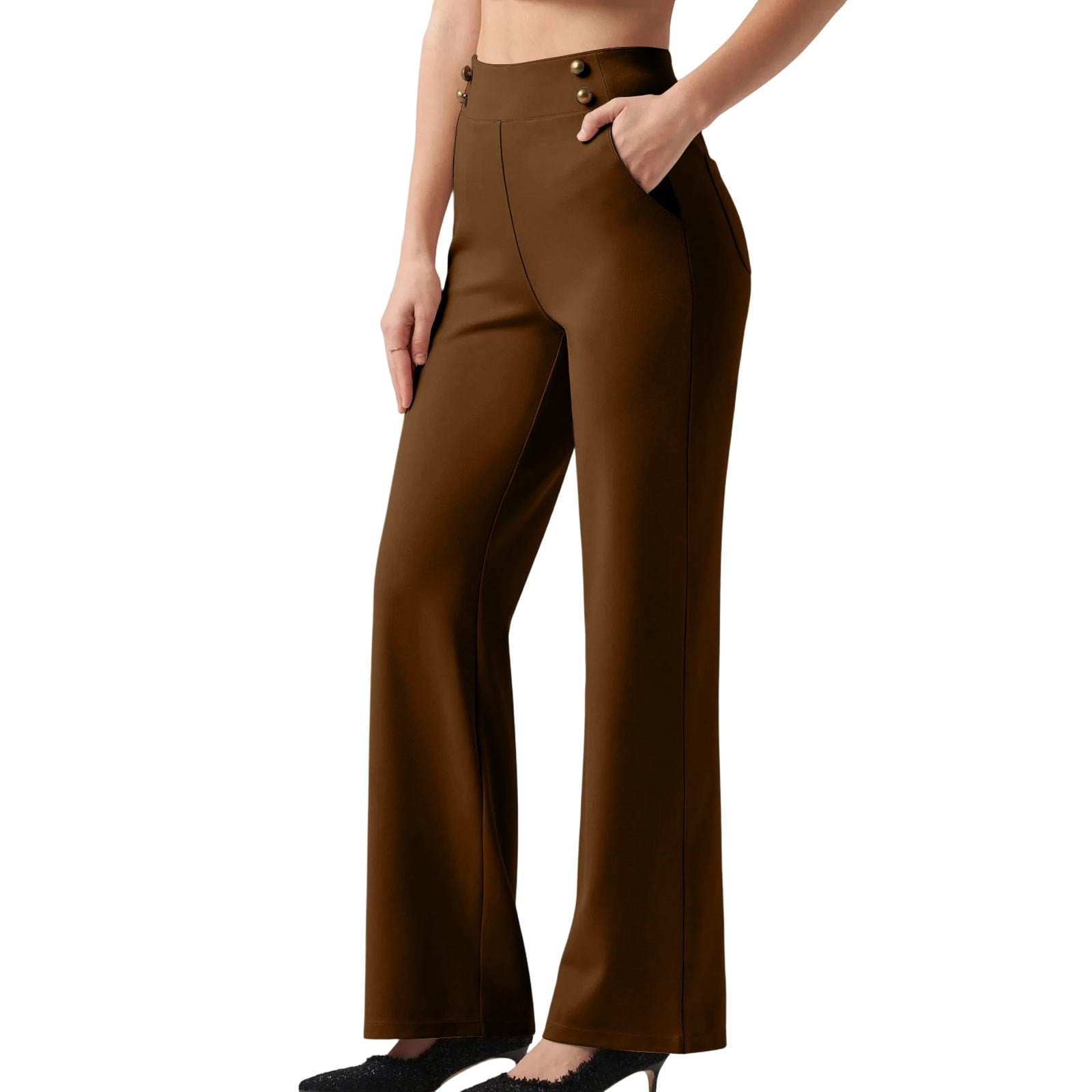 VEKDONE Women's Wide Leg Dress Pants High Waisted Stretch Work Pants ...