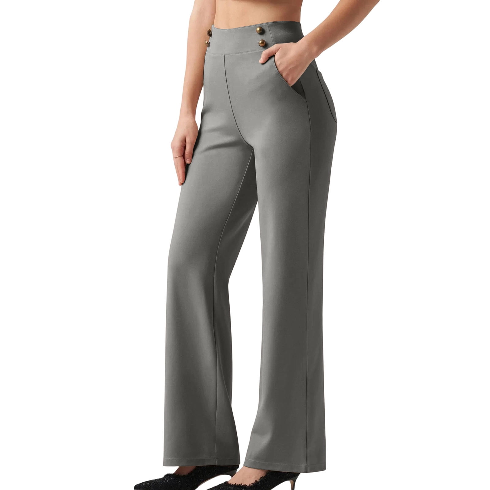 VEKDONE Women's Wide Leg Dress Pants High Waisted Stretch Work Pants ...