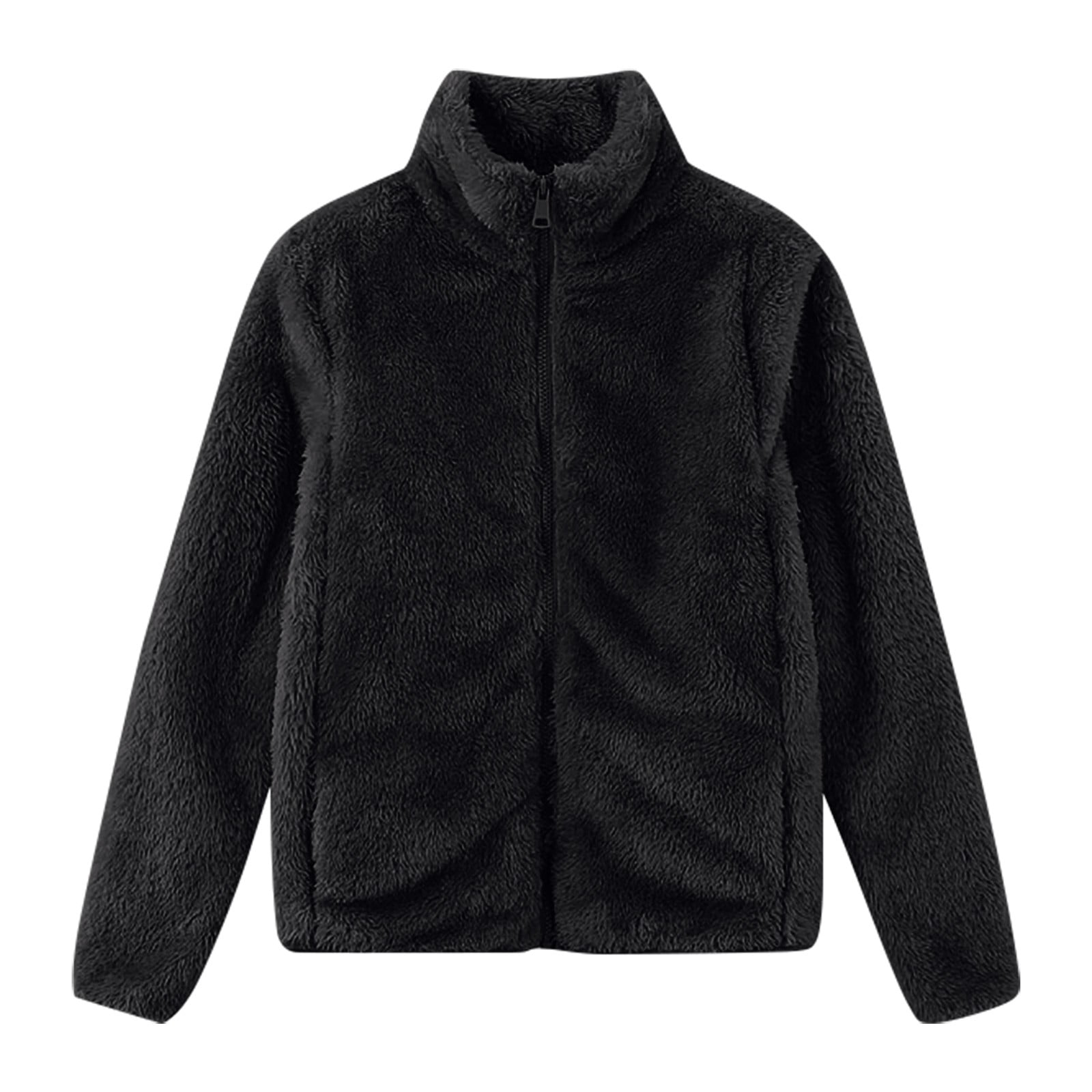 VEKDONE Womens Fleece Jackets Winter Full Zip Up Warm Coats Solid Color ...