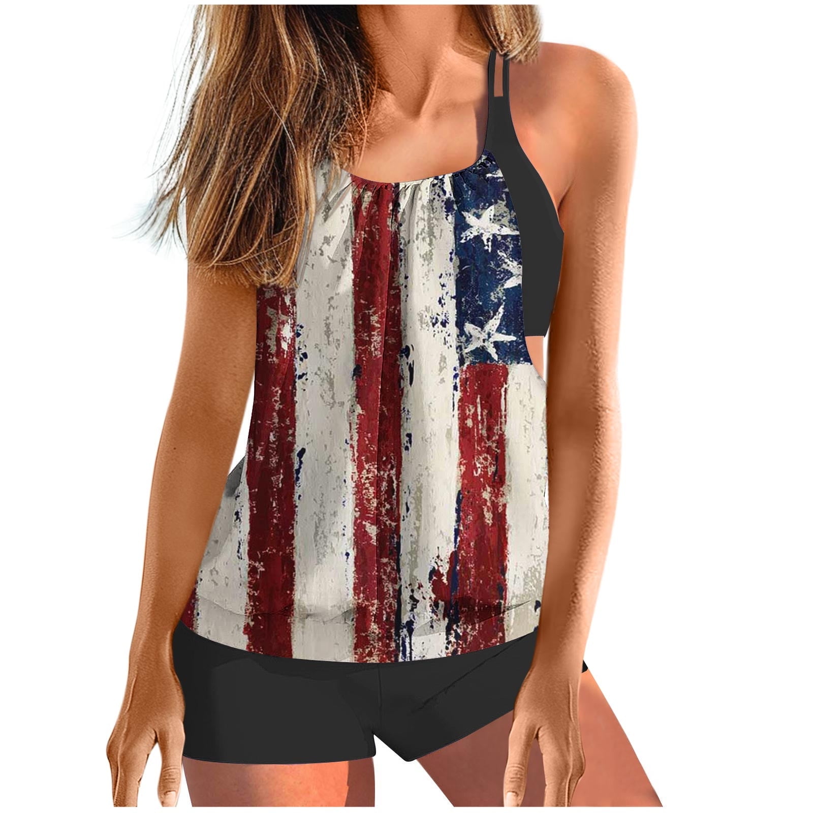 VEKDONE Womens Independence Day Patriotic Swimsuit Two Piece Distressed ...