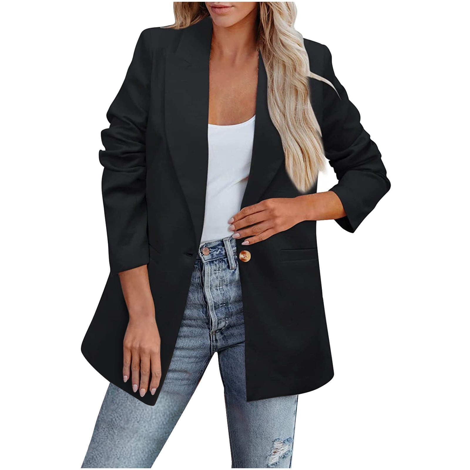 VEKDONE Womens Long Sleeve Blazer Oversized Open Front Casual Jackets ...