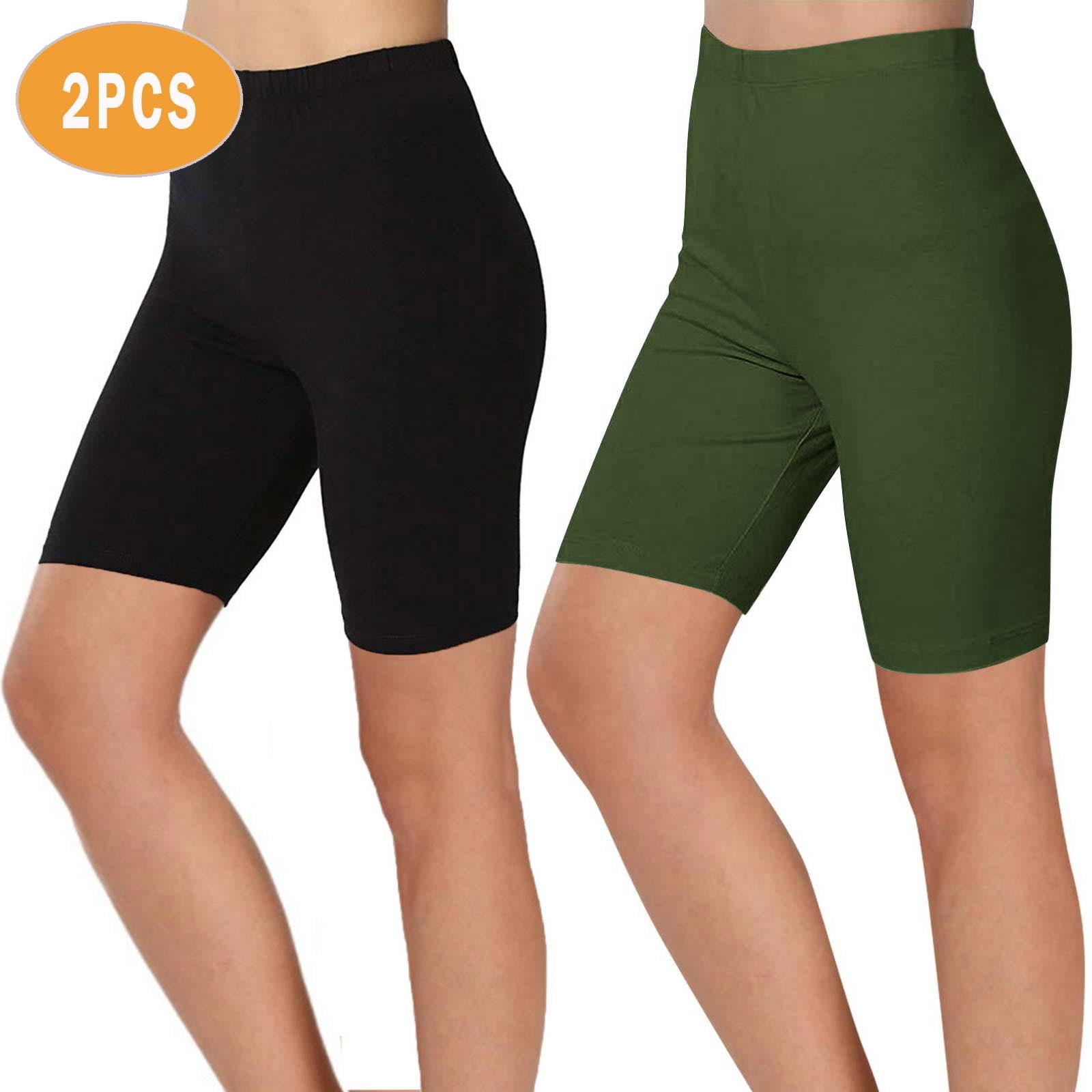 VEKDONE Yoga Shorts 2 Pc for Women Solid Color High Waisted Leggings Tummy Control Non See ...