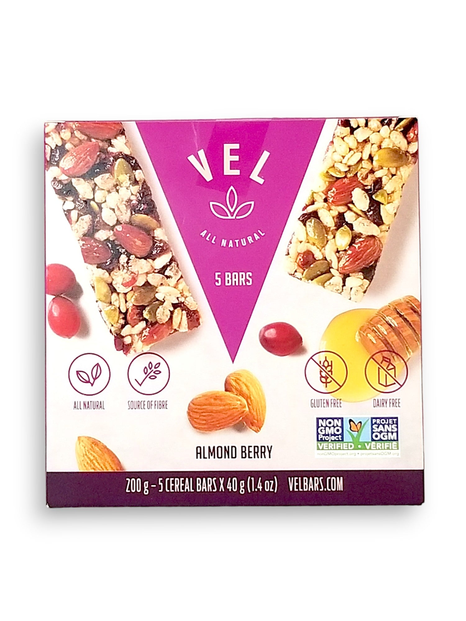 VEL All Natural Almond Berry Bars, 5 x 40g, 200g/7.1 oz. - Walmart.com