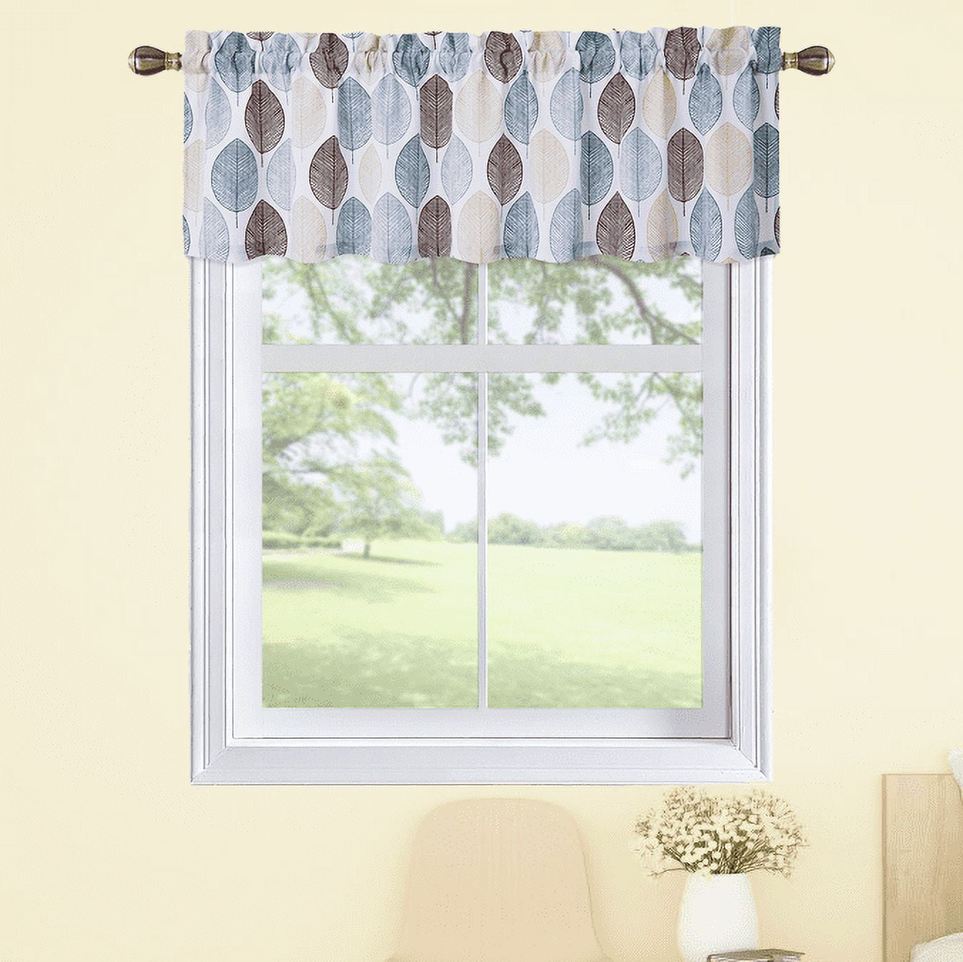 VELBAY Valances for Kitchen Windows Leaf Farmhouse Window Treatment ...