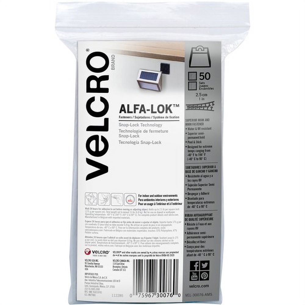 VELCRO® Alfa-Lok Fasteners - 1" Length x 1" Width - 50 / Pack | Bundle ...