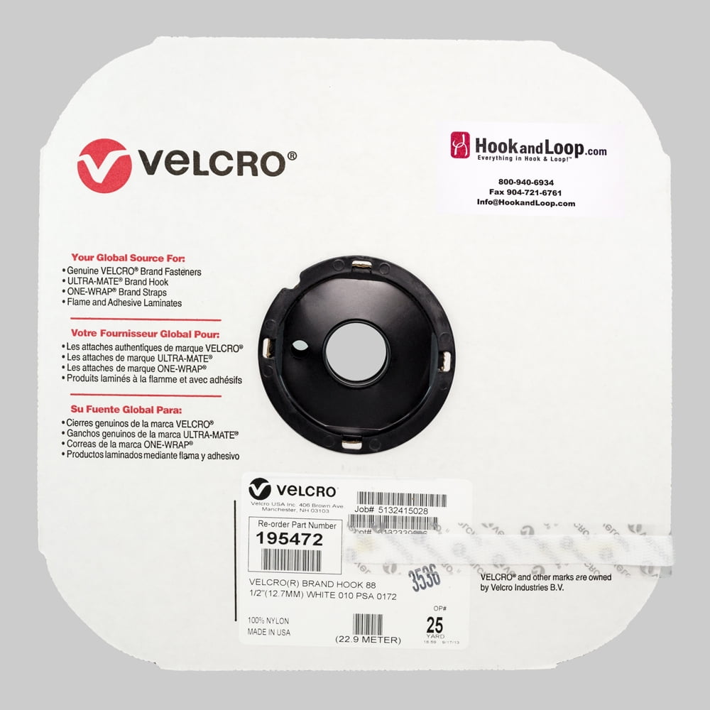 VELCRO® Brand - 1/2" White Hook: Pressure Sensitive Adhesive - Acrylic ...