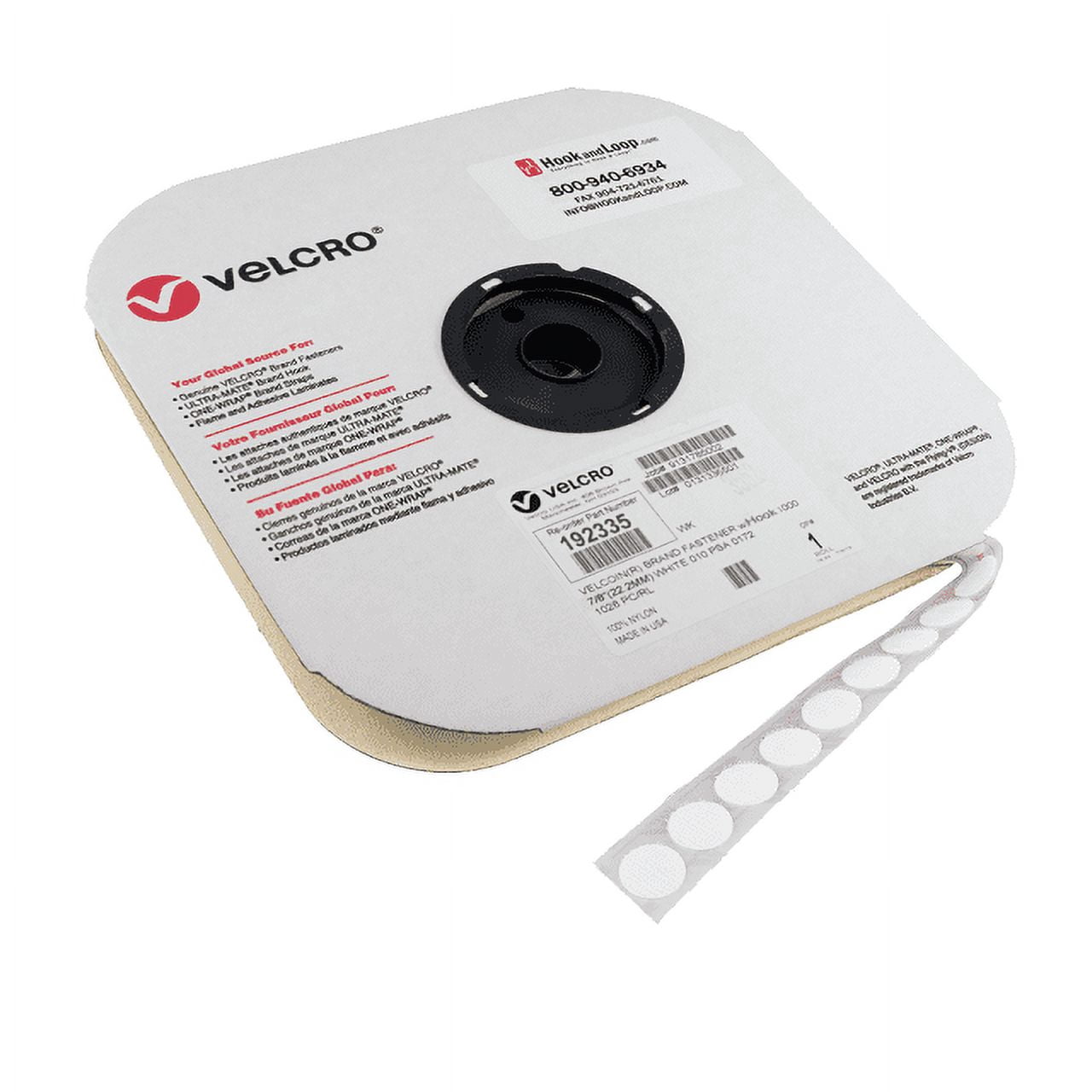 VELCRO® Brand - 3/4" White Hook VELCOIN® - Walmart.com