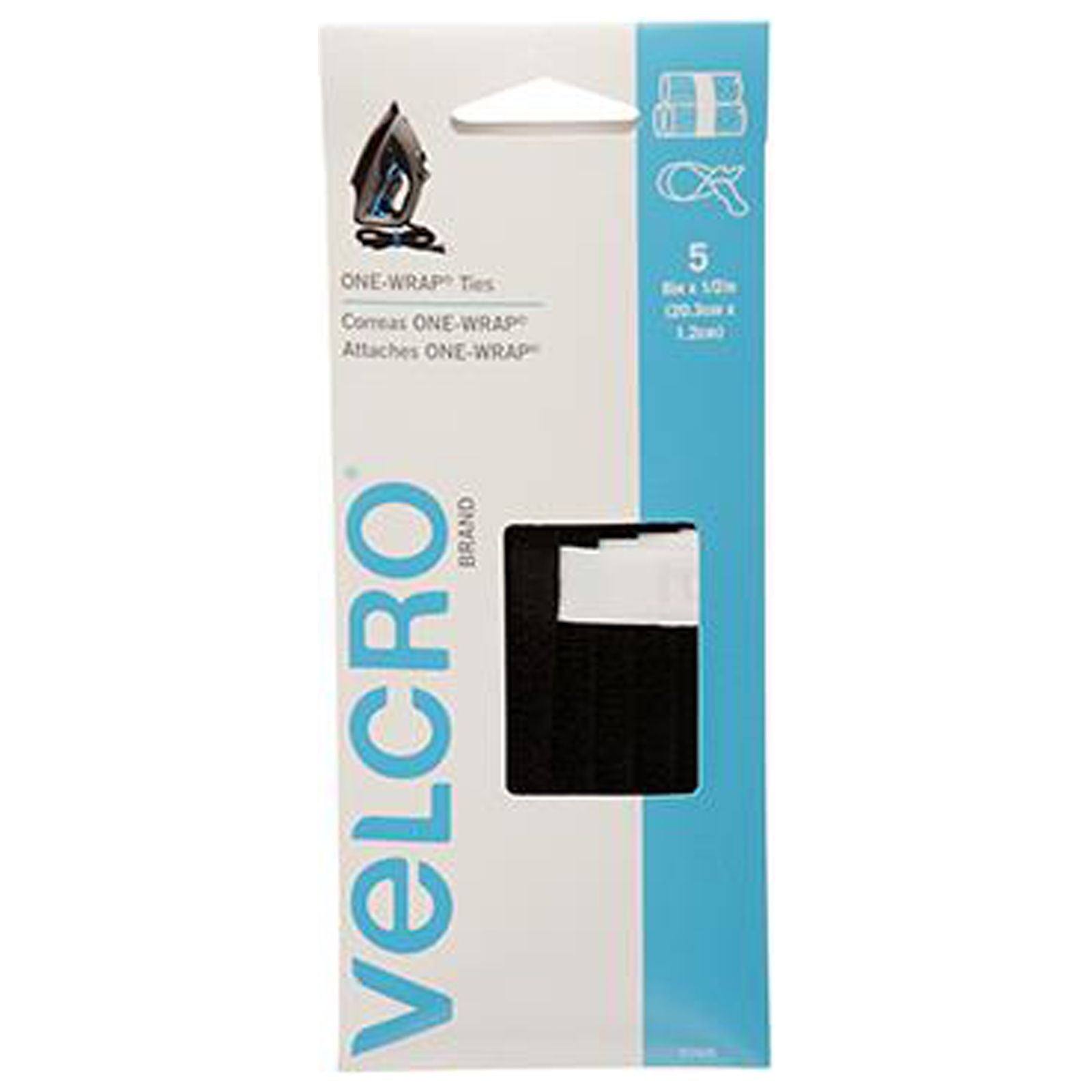 VELCRO Brand 91426 One-Wrap Strip with Tab, Black, 8 x 1/2 In., 5-Ct ...