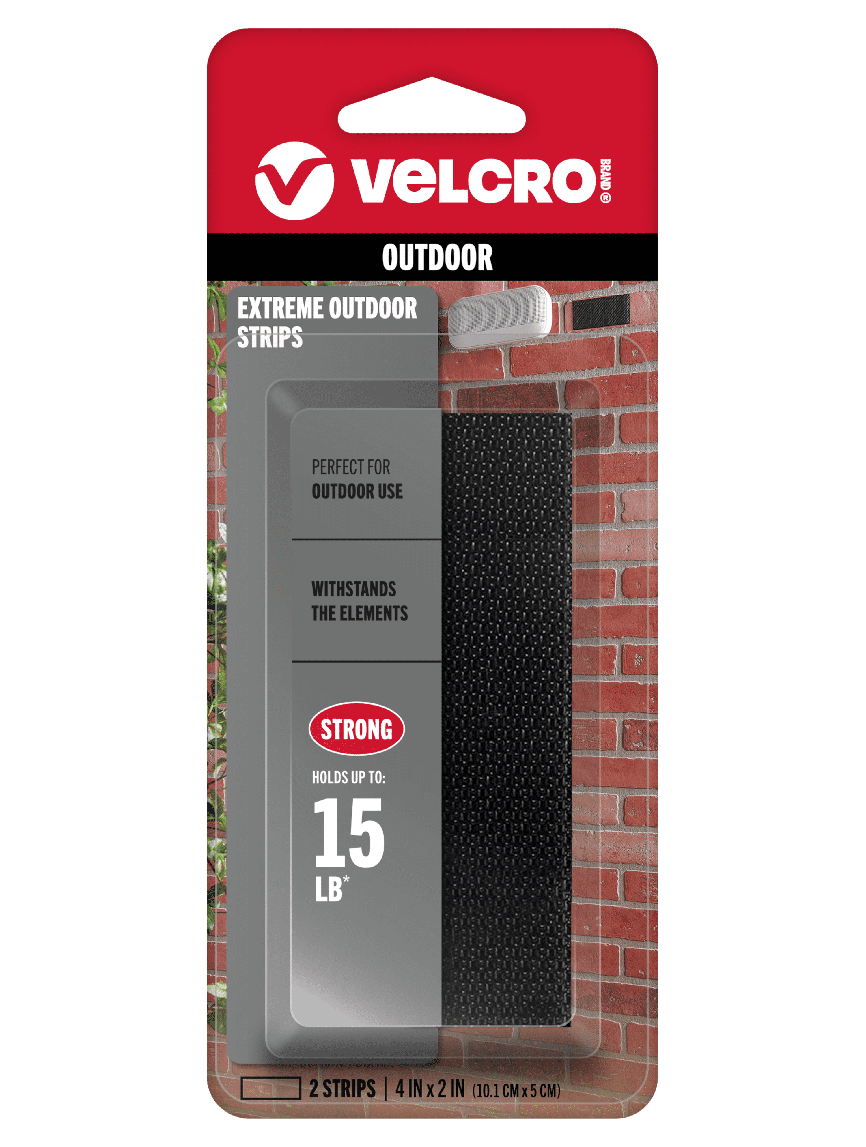 VELCRO Brand Extreme Outdoor 4in x 2in Strips, Black, 2 Each, 91839, 0. ...