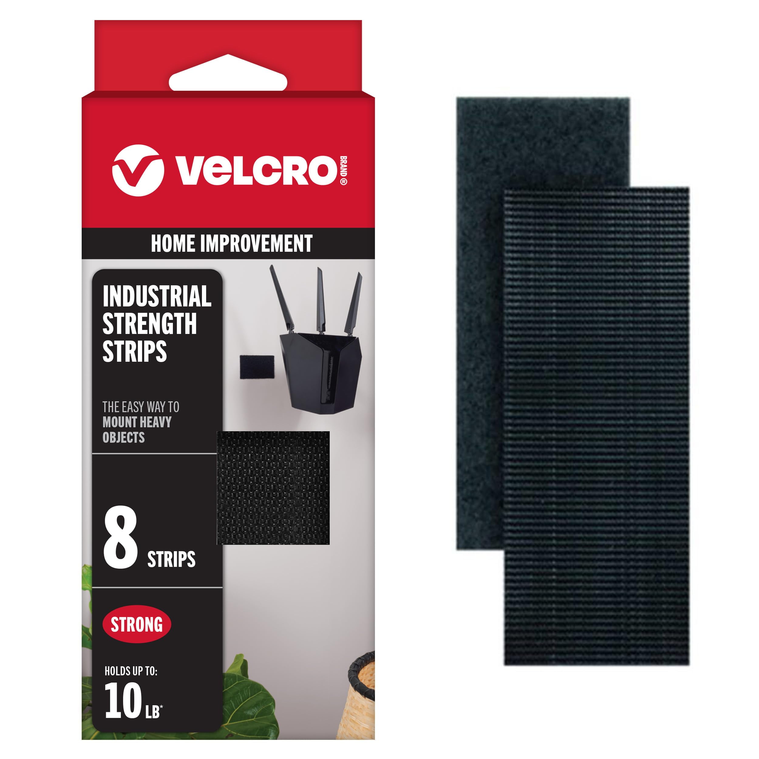VELCRO Brand Heavy Duty Fasteners, 4x2 Inch Strips, Adhesive, Holds 10 ...
