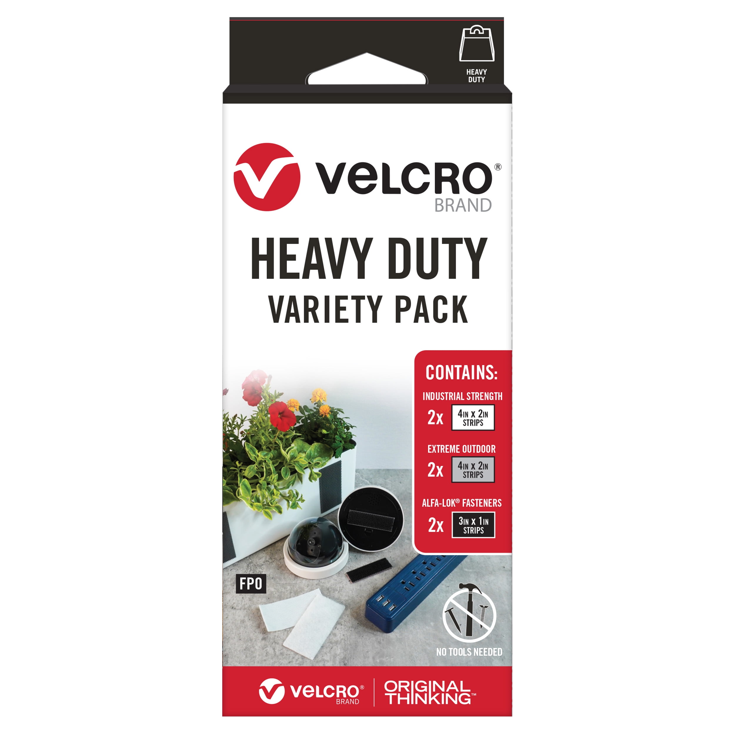 VELCRO Brand Heavy Duty Variety Pack White, Black, and Titanium Strips ...