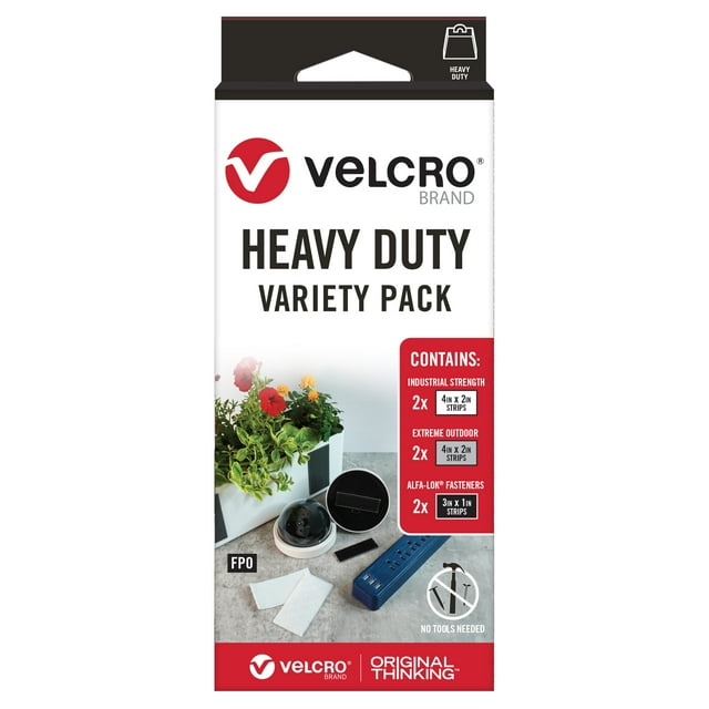 VELCRO Brand Heavy Duty Variety Pack White, Black, and Titanium Strips ...