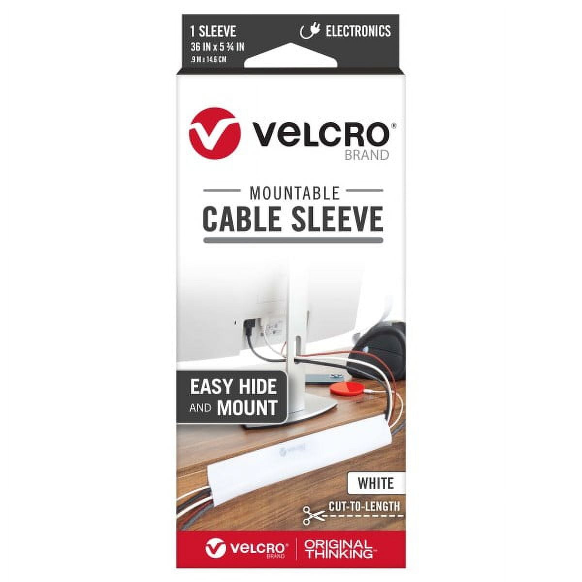 VELCRO Brand Mountable Cable Sleeve | 3-Ft Customizable Cable Raceway ...