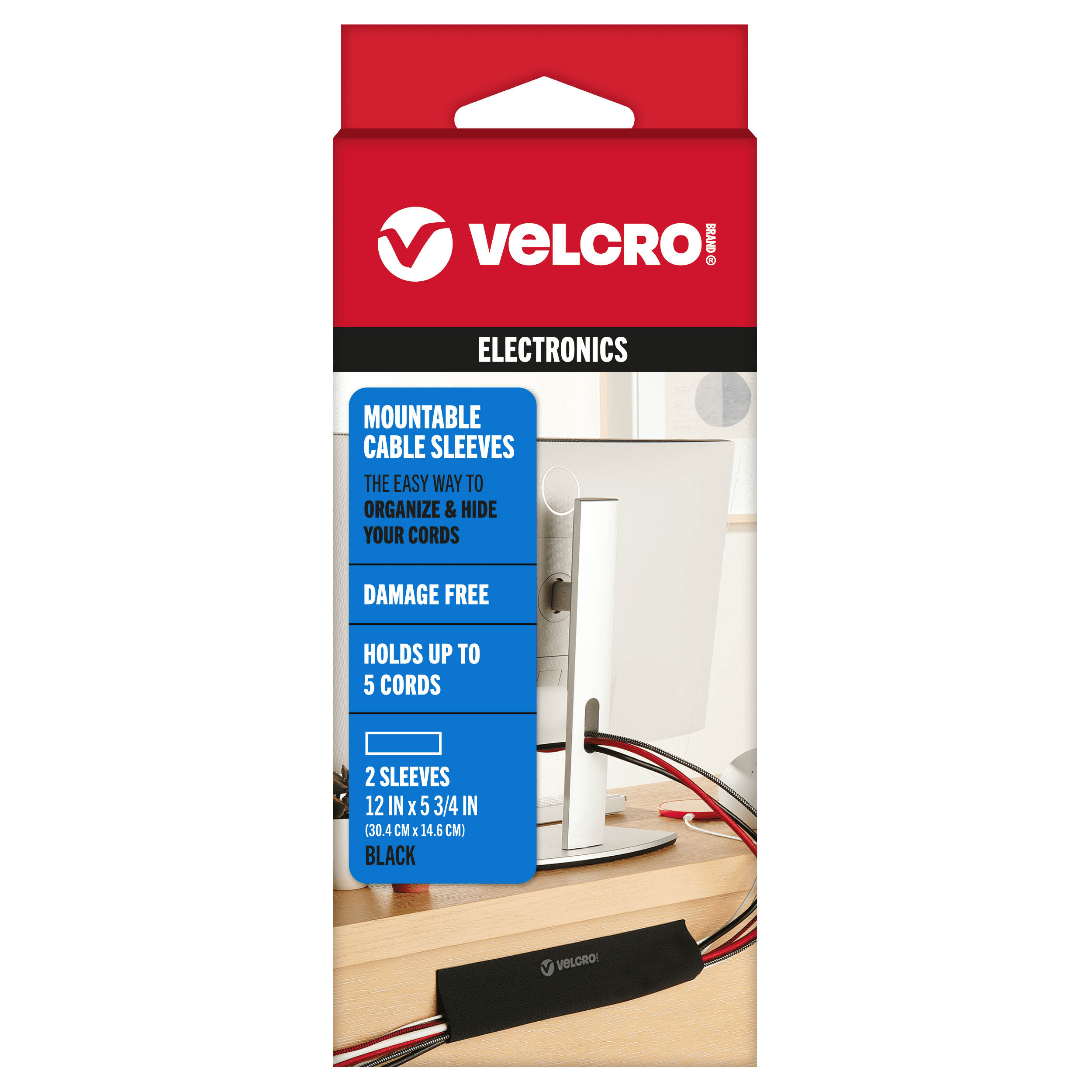 VELCRO Brand Cable Sleeve | Cord Management Mounts on Walls, Desk or ...