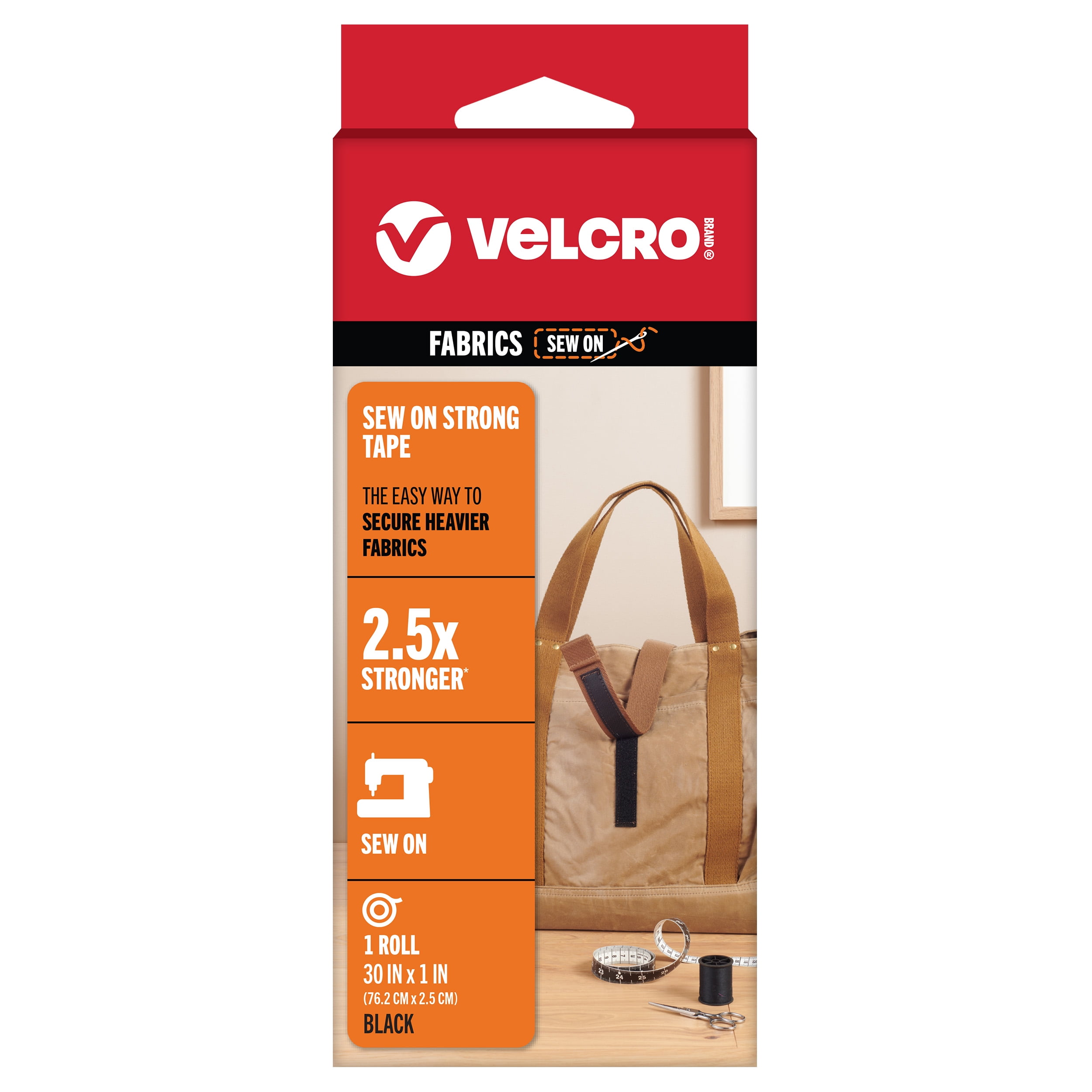 VELCRO Sew On Strong Tape 30in x 1in Black Heavy Duty Hook and Loop ...