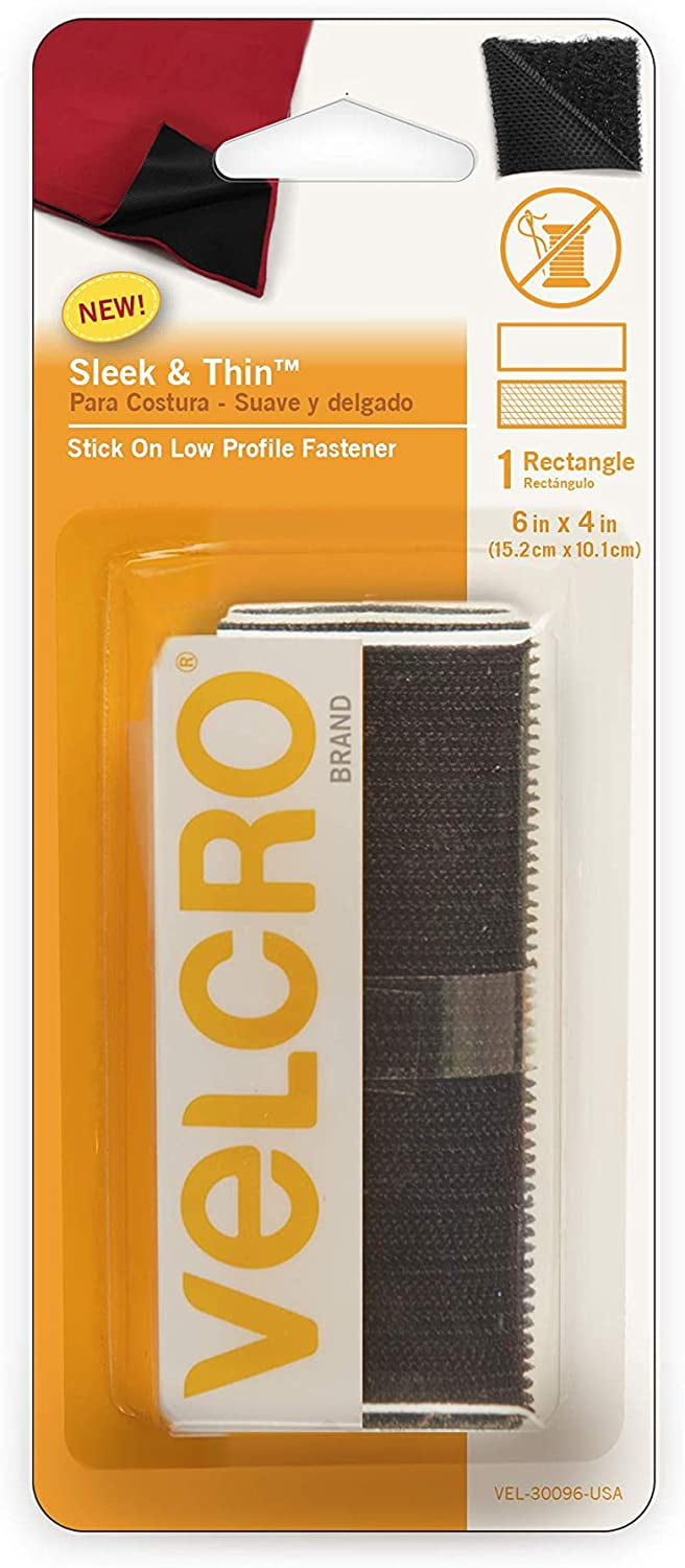 VELCRO Brand Sleek and Thin Stick On Wide Rectangle for Fabrics | 6in x ...