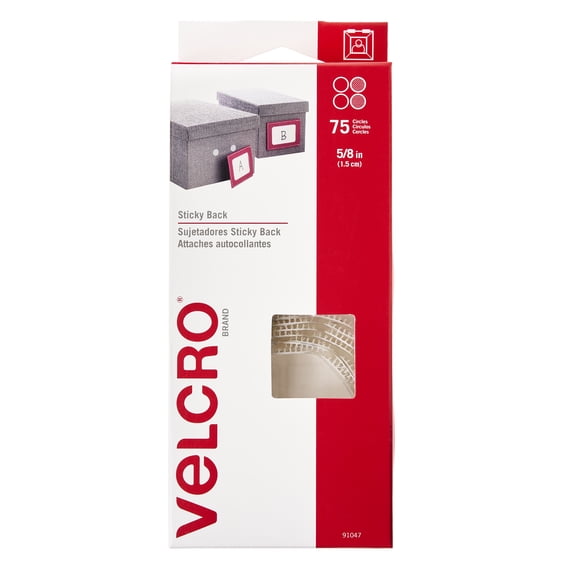 VELCRO® Brand Sticky Back 5/8in White Circles - 75 ct, Indoor Use, Peel ...